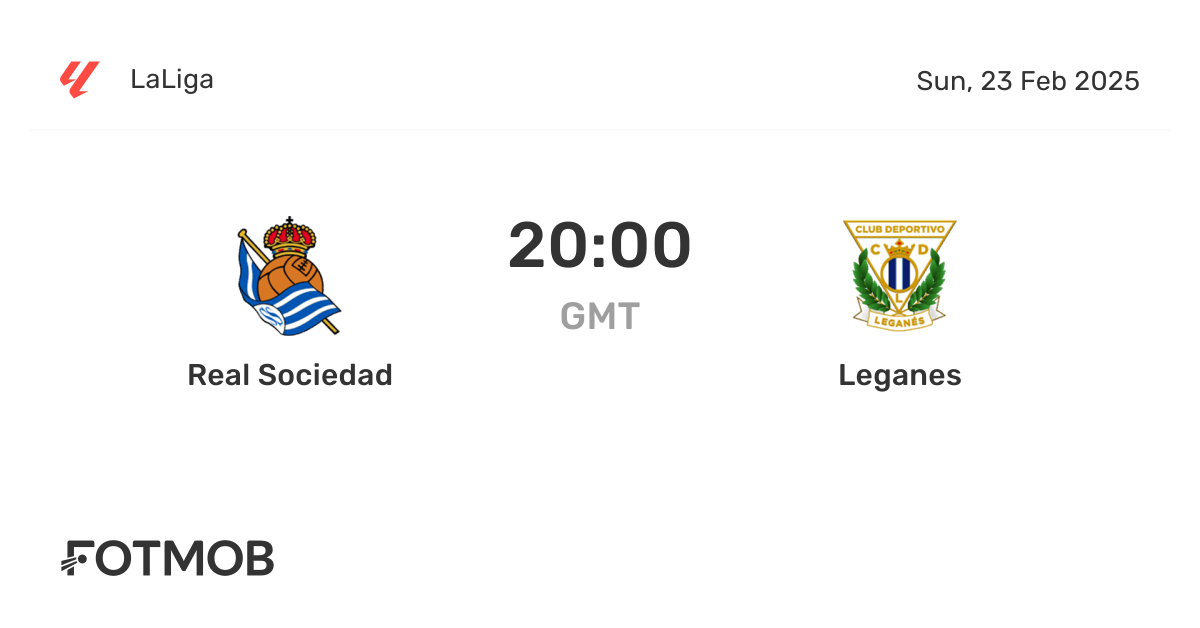Real Sociedad 대 Leganes 실시간 점수 예상 스타팅 라인업 및 H2h 통계