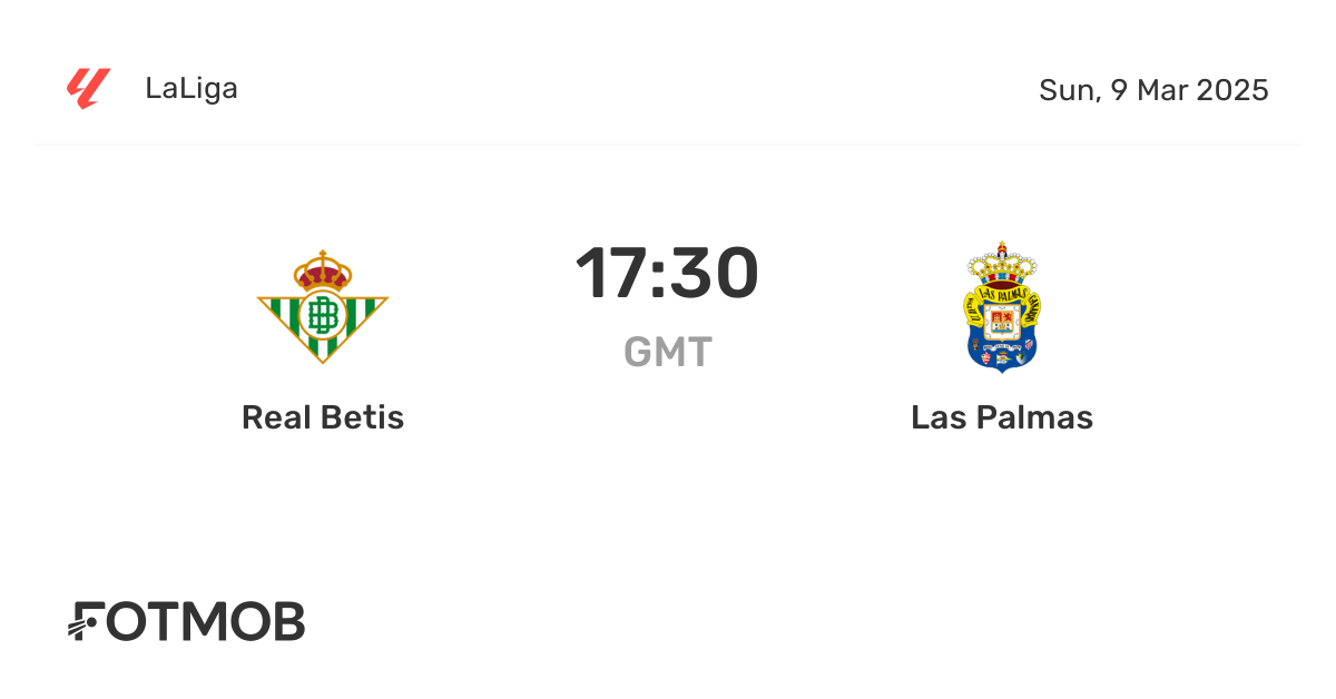 Real Betis vs Las Palmas - live score, predicted lineups and H2H stats