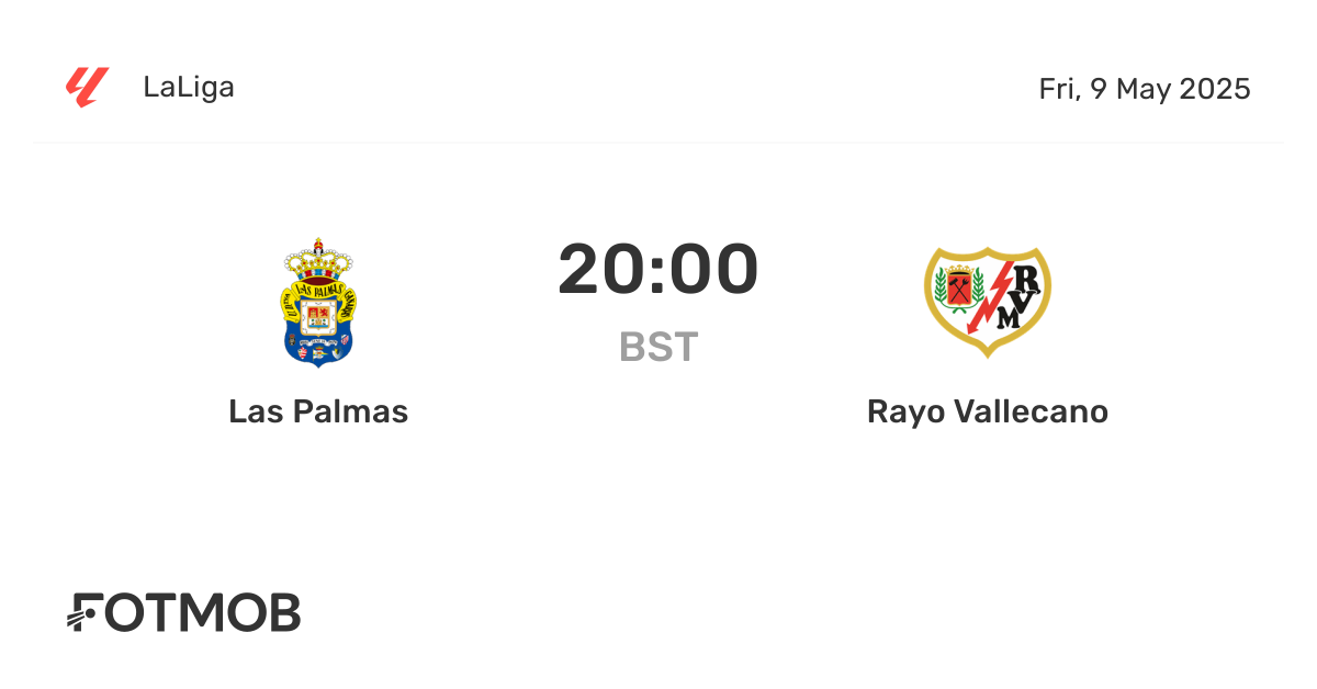 Las Palmas vs Rayo Vallecano - live score, predicted lineups and H2H stats
