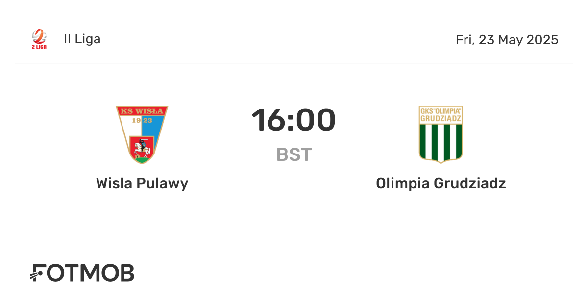 Wisla Pulawy vs Olimpia Grudziadz - marcador en vivo, alineaciones ...