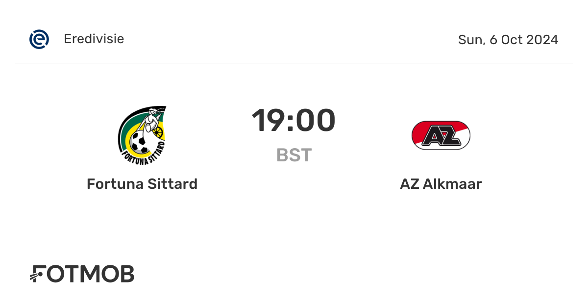 Fortuna Sittard 대 Az Alkmaar 실시간 점수 예상 스타팅 라인업 및 H2h 통계