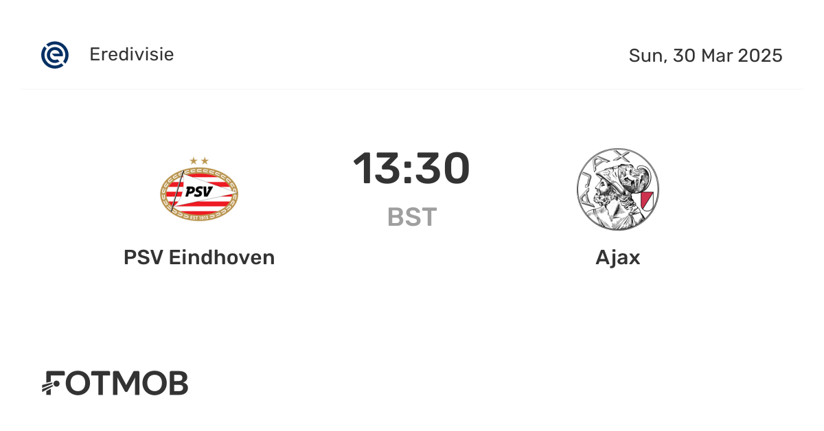 PSV Eindhoven vs Ajax - live score, predicted lineups and H2H stats