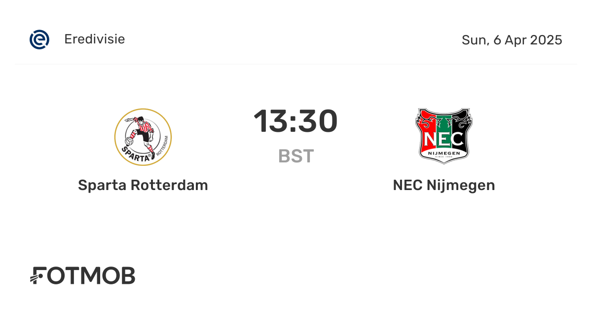 Sparta Rotterdam vs NEC Nijmegen - live score, predicted lineups and H2H stats