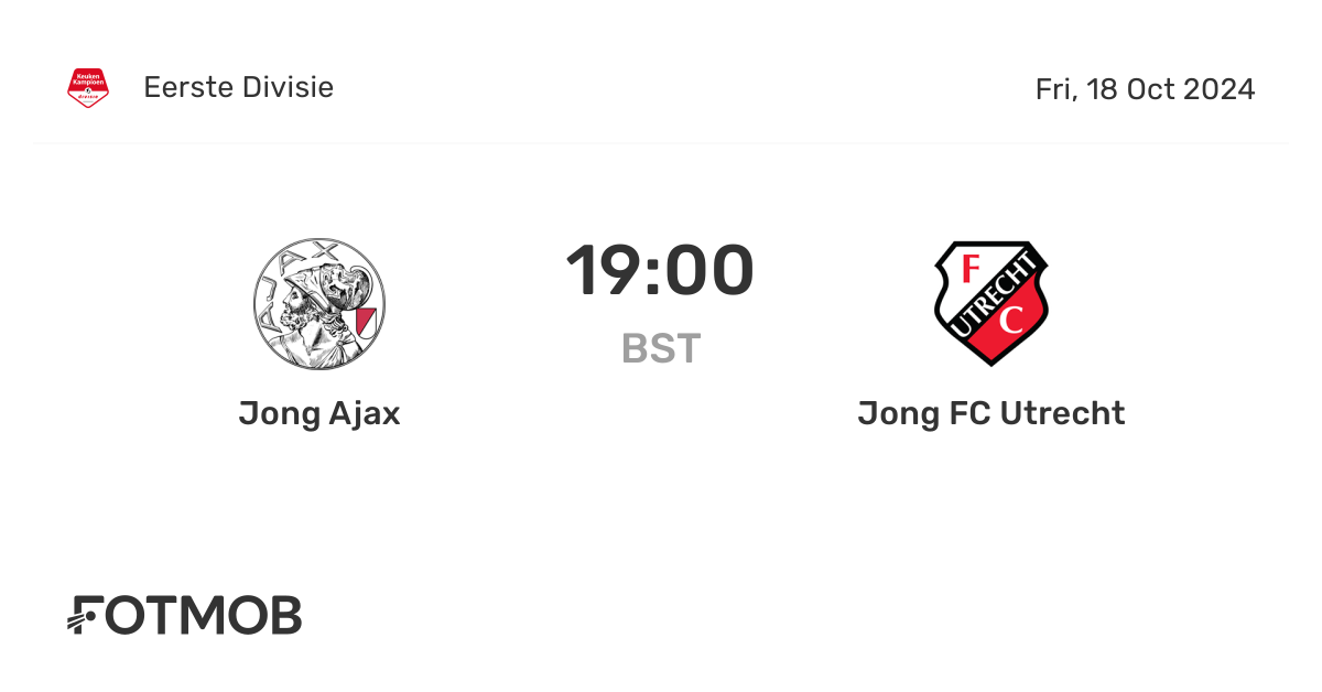 Jong Ajax tegen Jong FC Utrecht - live score, voorspelde opstellingen en H2H-statistieken