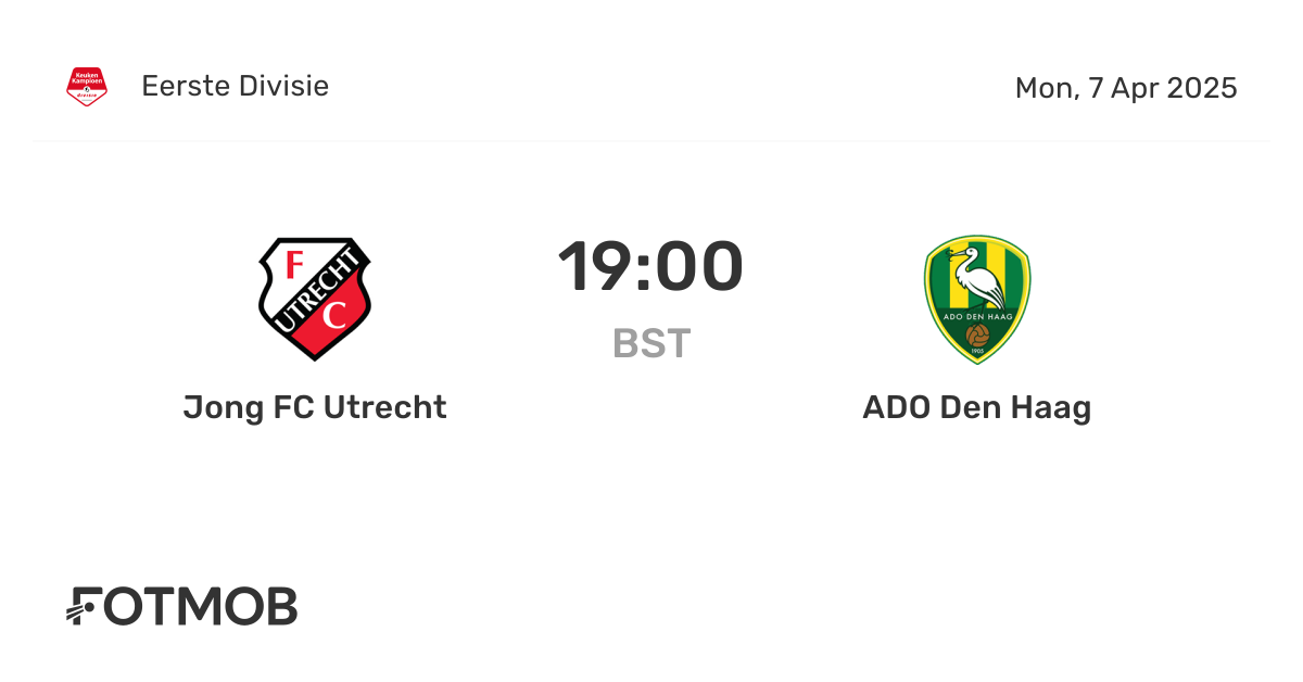 Jong FC Utrecht vs ADO Den Haag - marcador en vivo, alineaciones ...