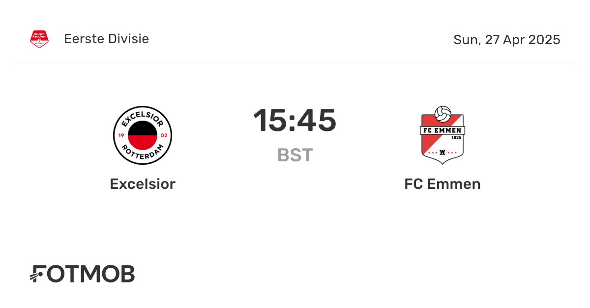 Excelsior vs FC Emmen - marcador en vivo, alineaciones previstas y ...