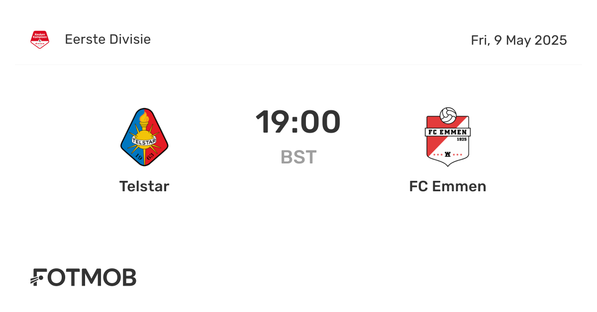 Telstar tegen FC Emmen - live score, voorspelde opstellingen en H2H-statistieken