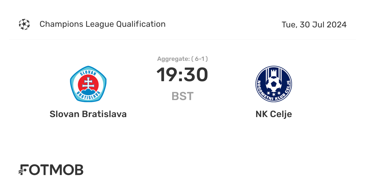 Slovan Bratislava vs NK Celje - live score, predicted lineups and H2H stats