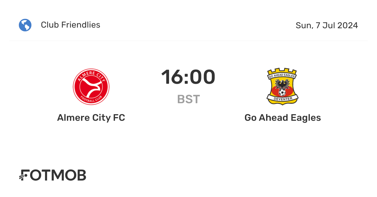 Almere City FC tegen Go Ahead Eagles - live score, voorspelde opstellingen en H2H-statistieken