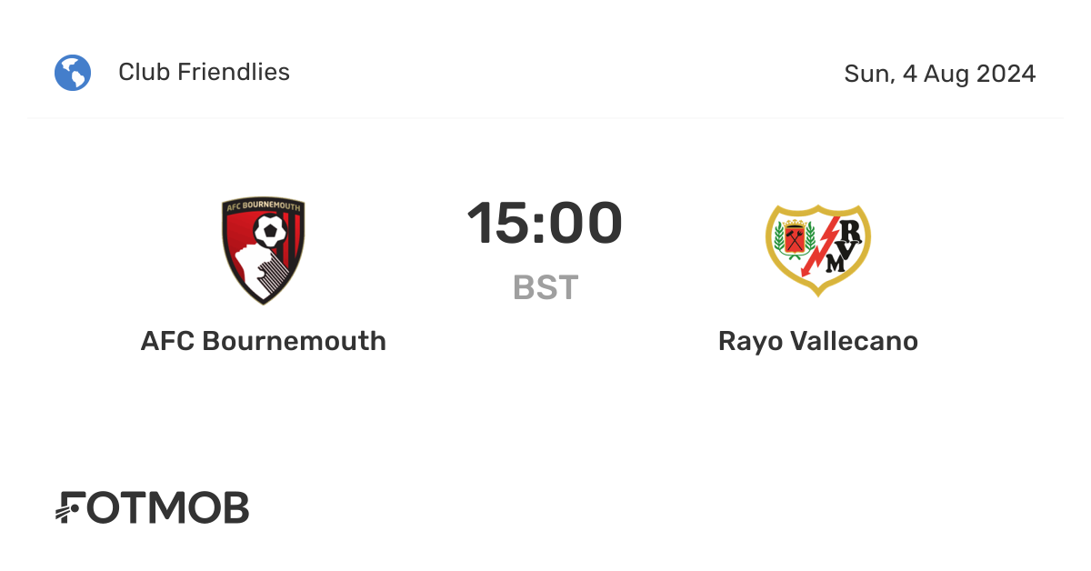 AFC Bournemouth vs Rayo Vallecano - live score, predicted lineups and ...