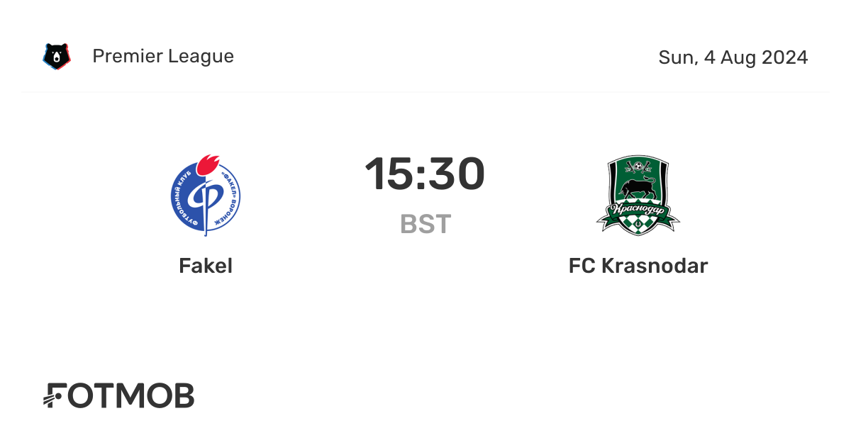 Fakel vs FC Krasnodar - live score, predicted lineups and H2H stats