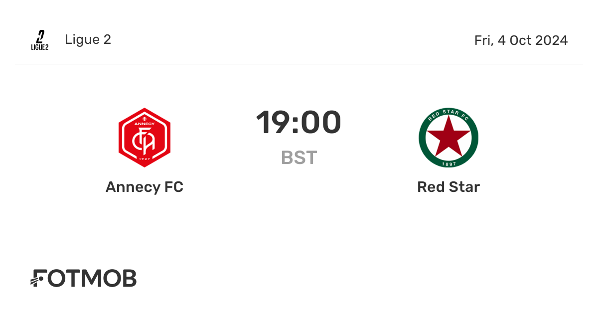 Annecy FC vs Red Star - marcador en vivo, alineaciones previstas y ...