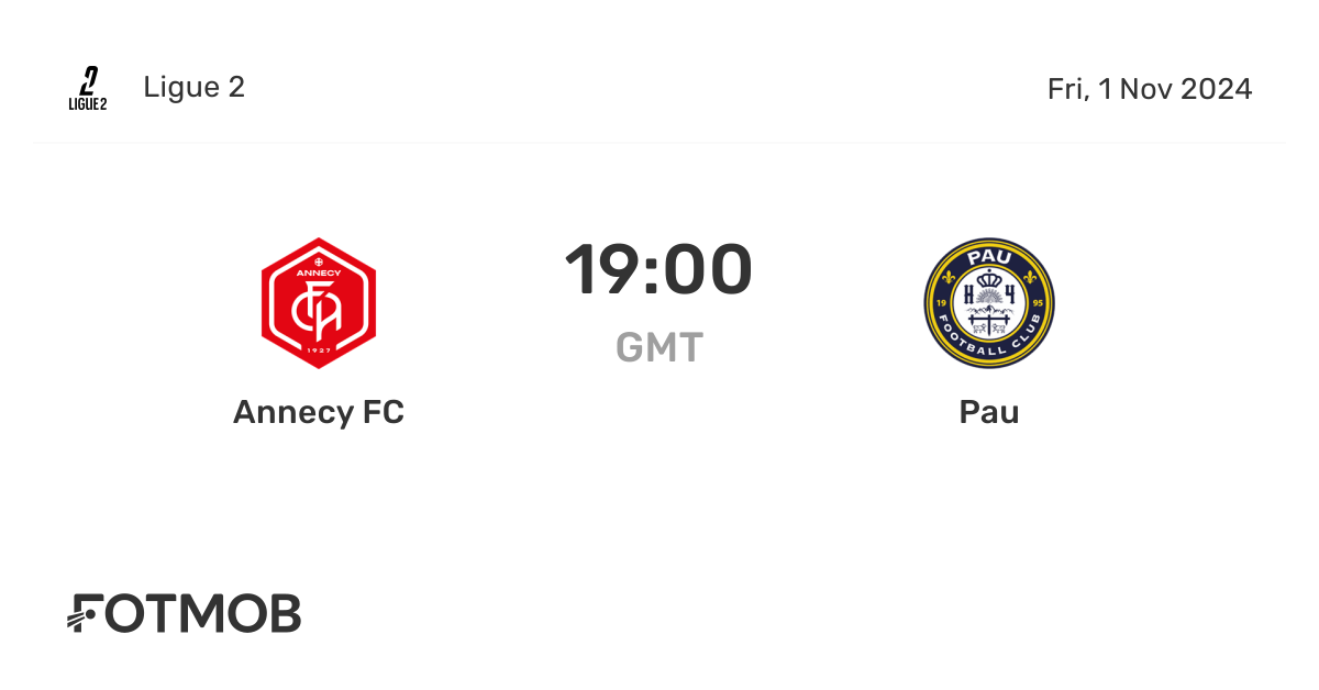 Annecy FC contre Pau - score en direct, compositions probables et ...