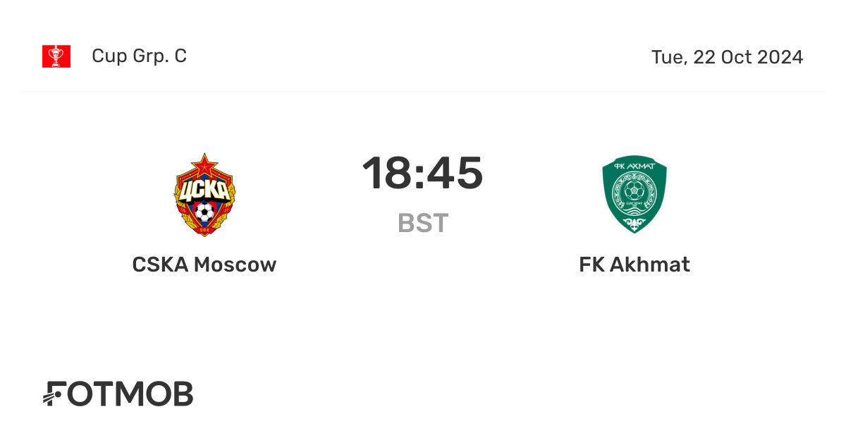 CSKA Moscow vs FK Akhmat - live score, predicted lineups and H2H stats