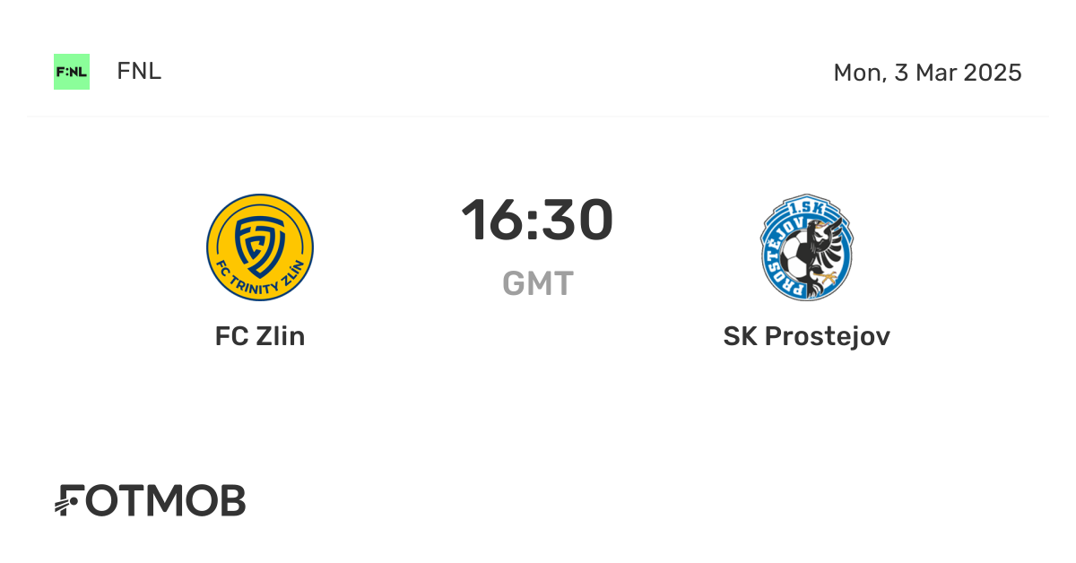 FC Zlin vs SK Prostejov - live score, predicted lineups and H2H stats