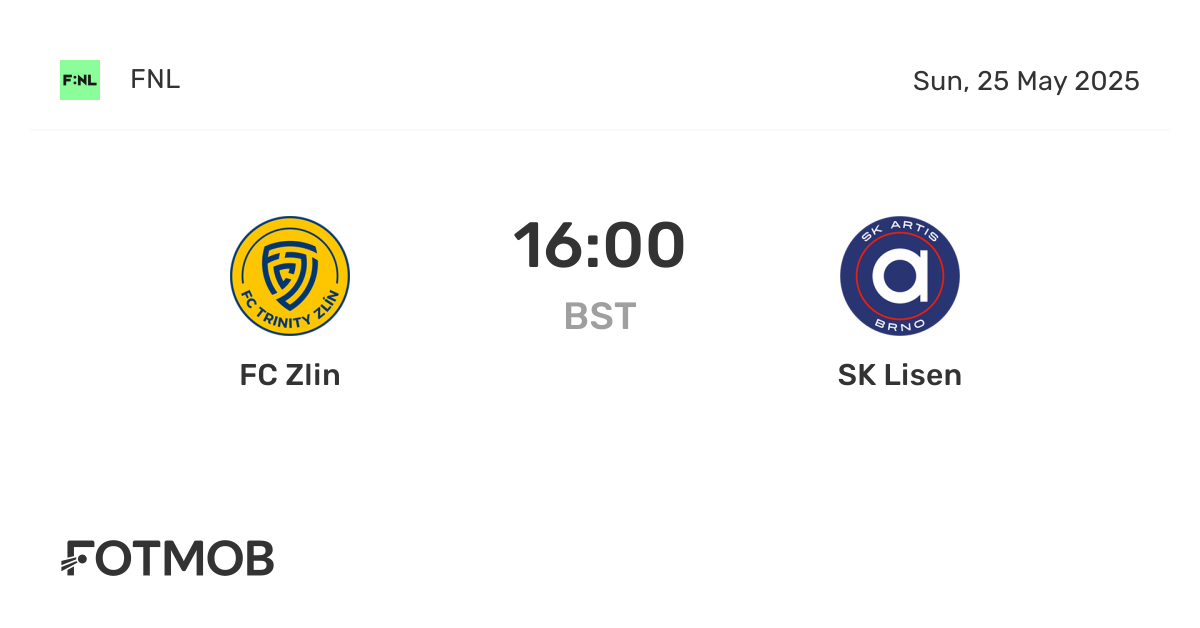 FC Zlin vs SK Lisen - live score, predicted lineups and H2H stats