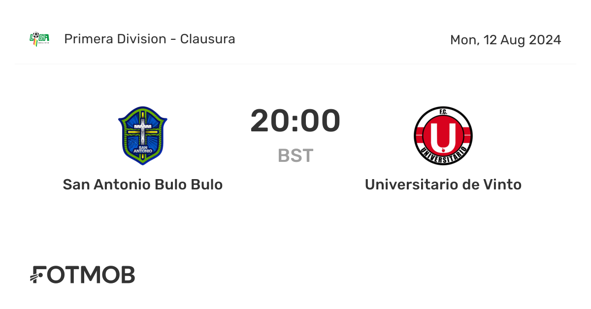 San Antonio Bulo Bulo vs Universitario de Vinto - live score, predicted ...