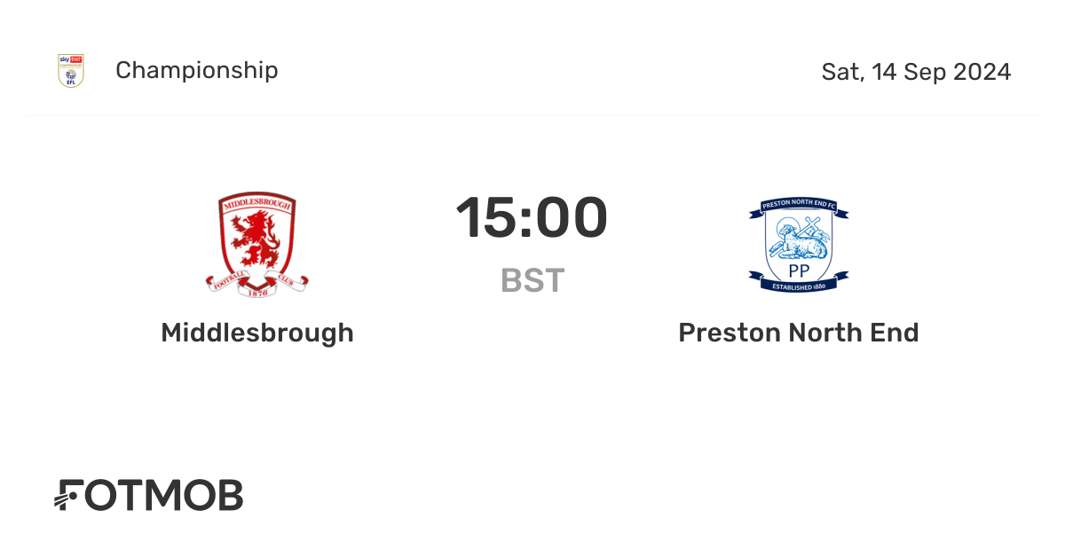 Middlesbrough vs Preston North End - live score, predicted lineups and ...