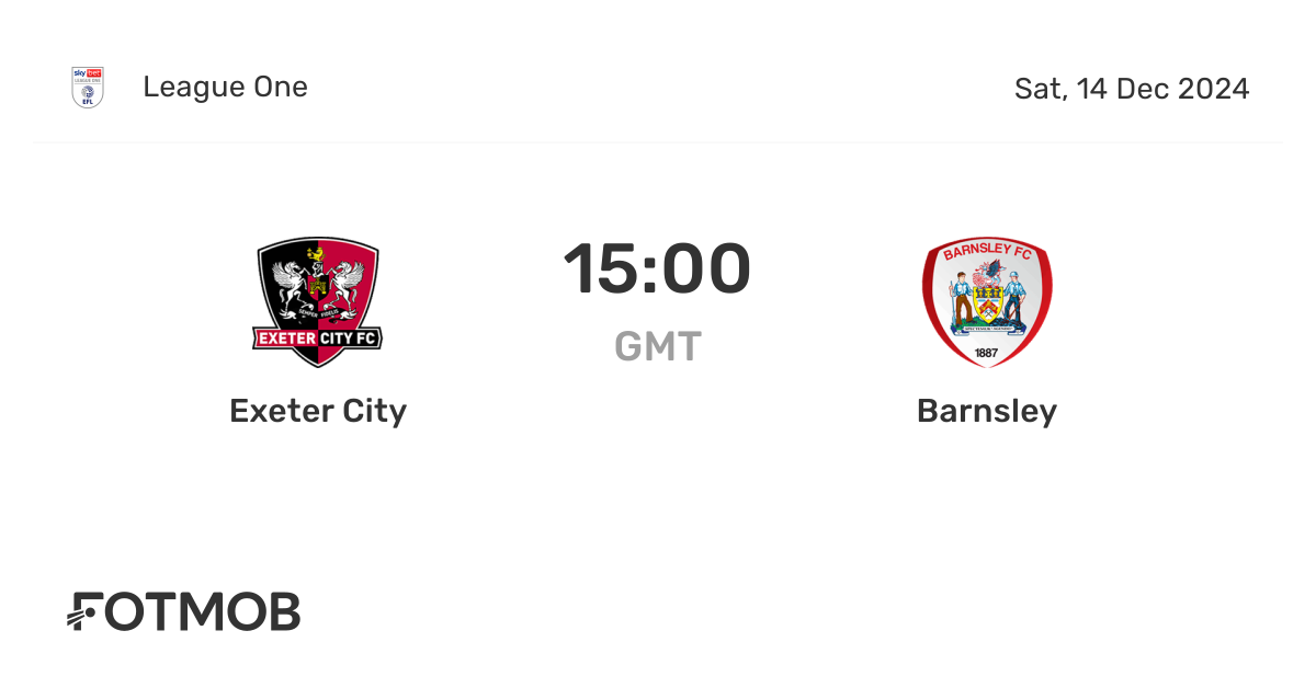 Exeter City vs Barnsley - live score, predicted lineups and H2H stats