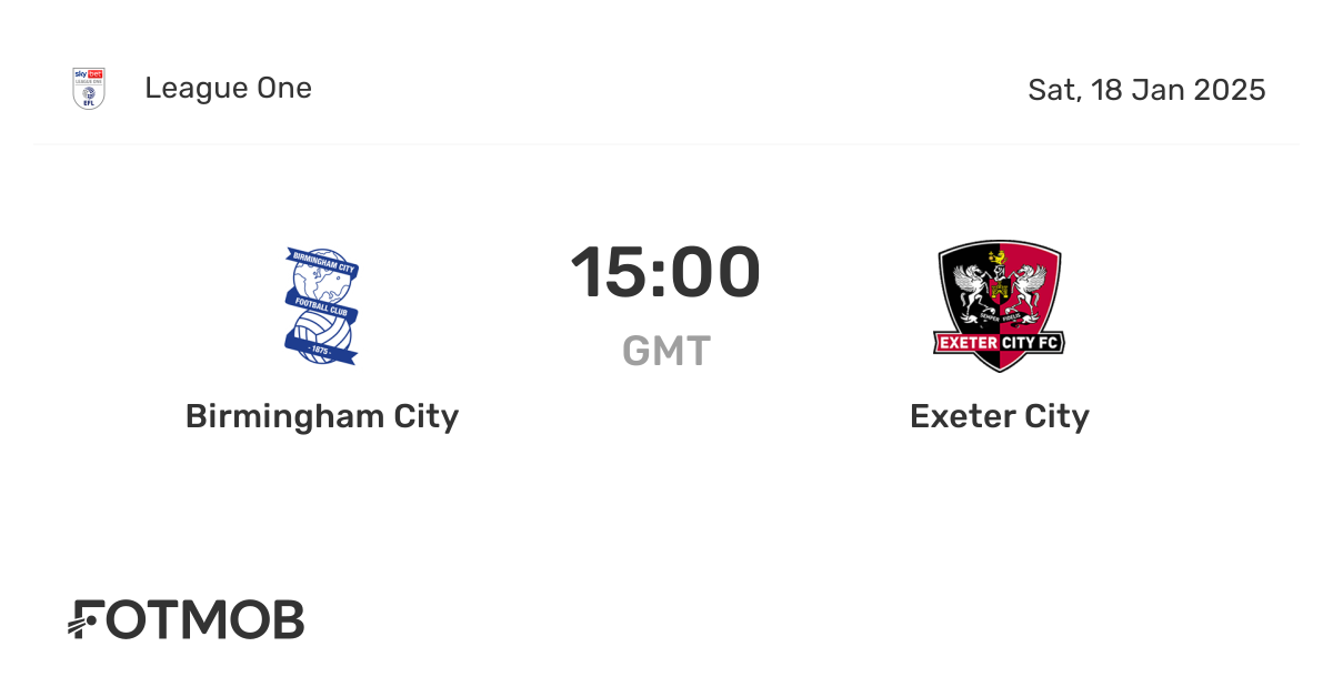 Birmingham City vs Exeter City - live score, predicted lineups and H2H ...