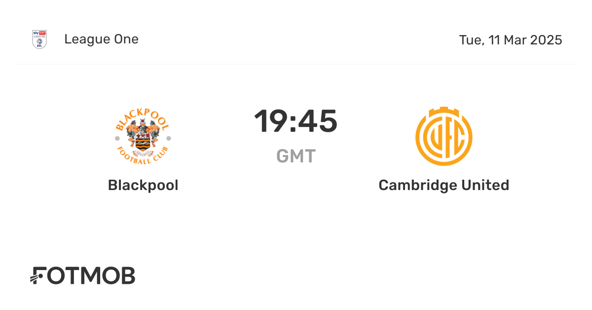 Blackpool vs Cambridge United - live score, predicted lineups and H2H stats