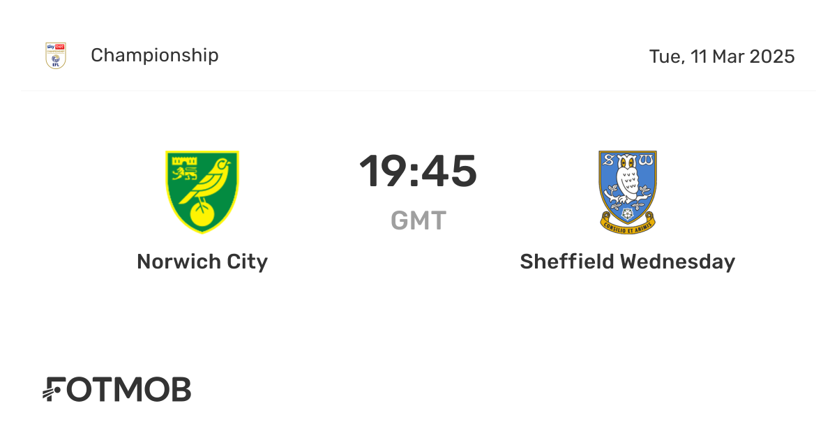 Norwich City vs Sheffield Wednesday - live score, predicted lineups and ...