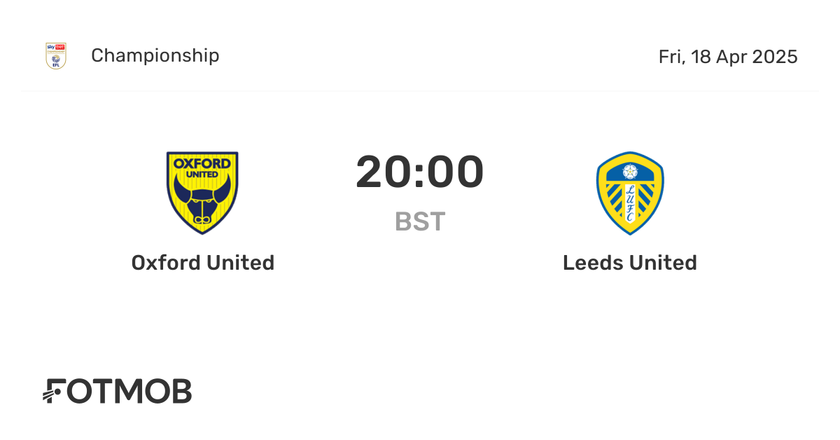 Oxford United vs Leeds United - live score, predicted lineups and H2H stats