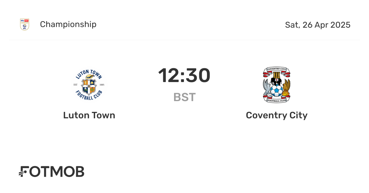 Luton Town vs Coventry City - live score, predicted lineups and H2H stats