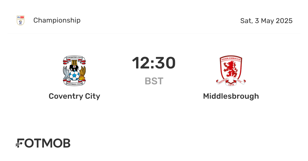 Coventry City vs Middlesbrough - marcador en vivo, alineaciones ...