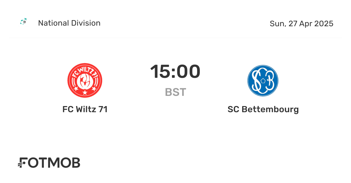 FC Wiltz 71 vs SC Bettembourg - live score, predicted lineups and H2H stats
