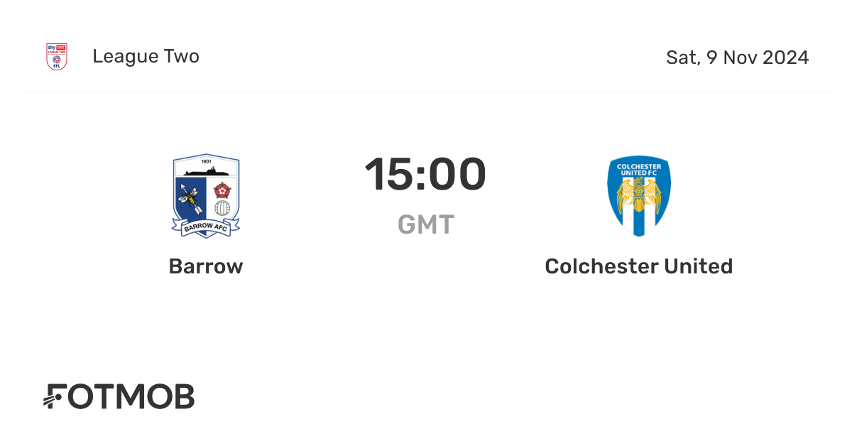 Barrow vs Colchester United - marcador en vivo, alineaciones previstas ...