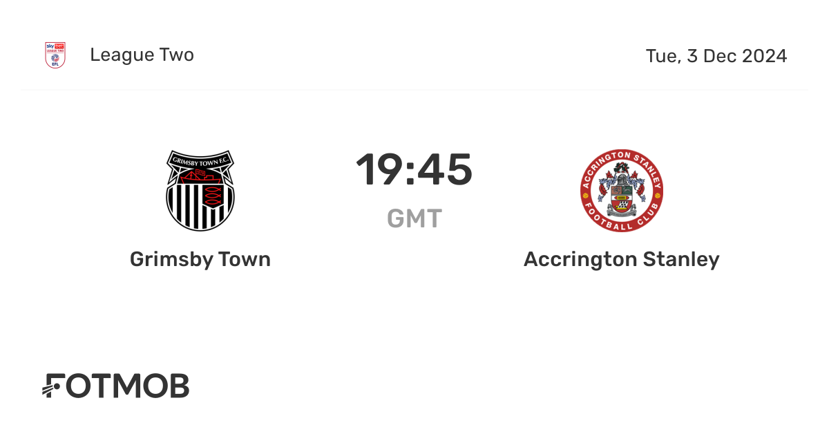 Grimsby Town vs Accrington Stanley - live score, predicted lineups and H2H stats