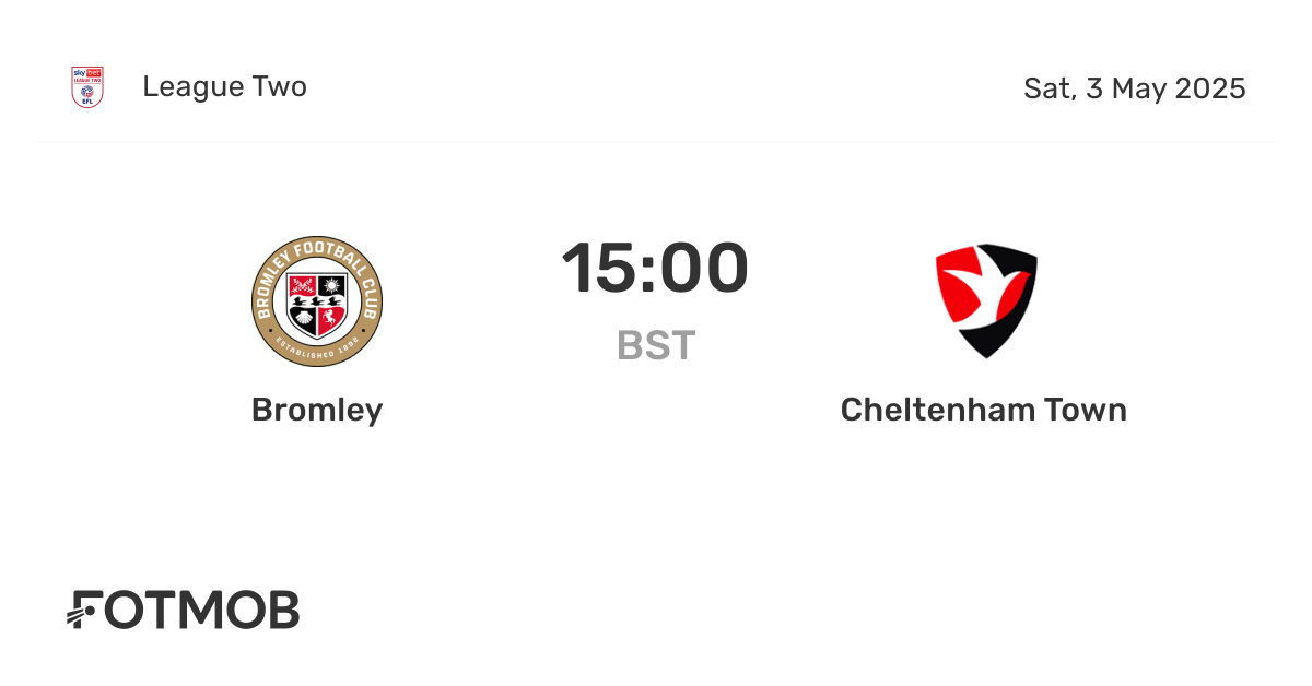 Bromley vs Cheltenham Town - live score, predicted lineups and H2H stats