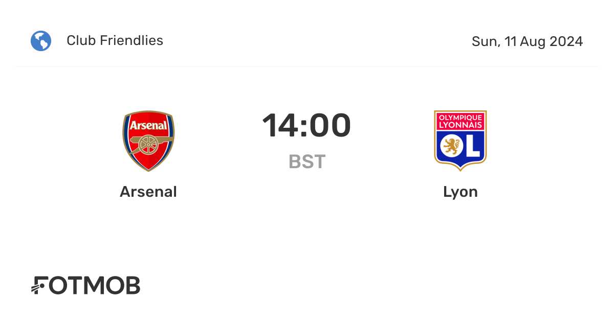 Arsenal vs Lyon - live score, predicted lineups and H2H stats