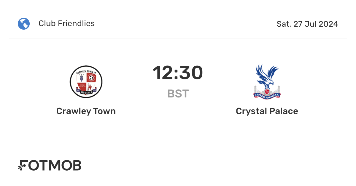 Crawley Town vs Crystal Palace - live score, predicted lineups and H2H ...