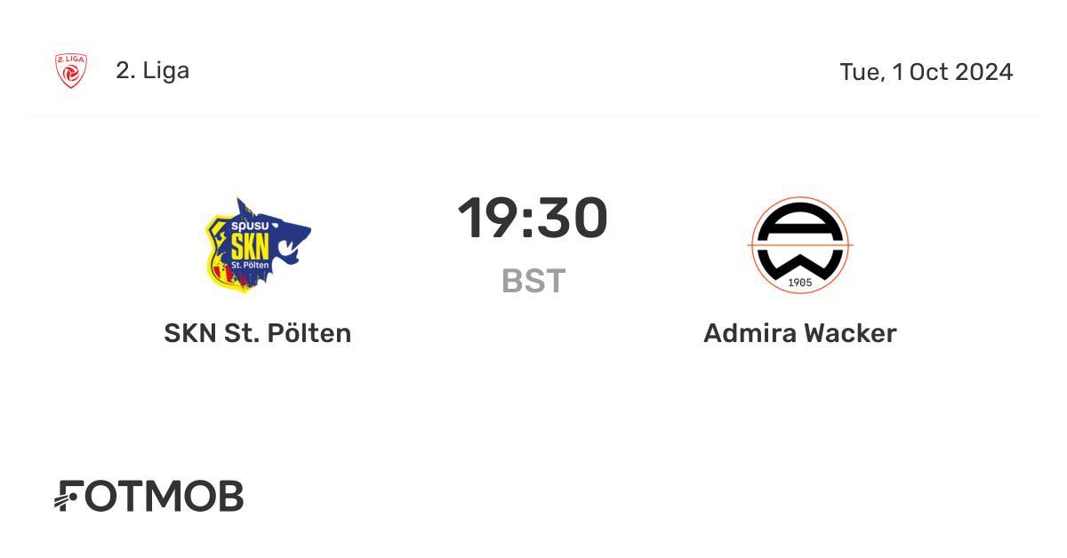 SKN St. Pölten vs Admira Wacker - live score, predicted lineups and H2H stats
