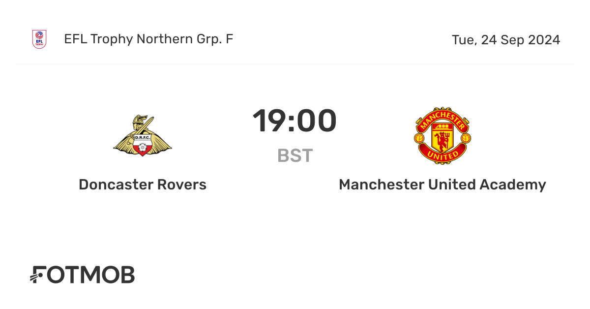 Doncaster Rovers vs Manchester United Academy - live score, predicted ...