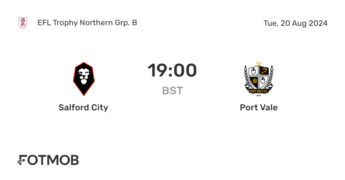 Salford City vs Port Vale - live score, predicted lineups and H2H stats