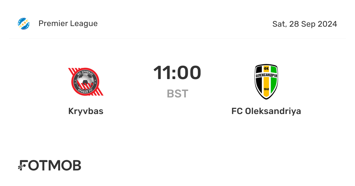 Kryvbas vs FC Oleksandriya - live score, predicted lineups and H2H stats