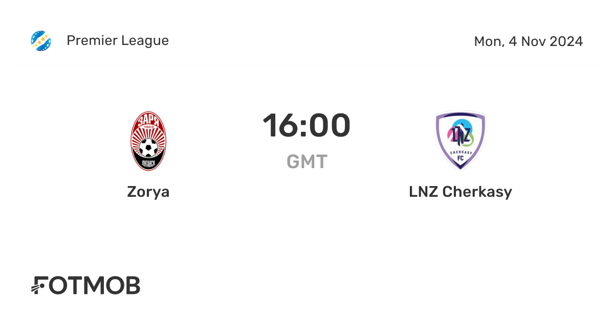 Zorya vs LNZ Cherkasy - live score, predicted lineups and H2H stats