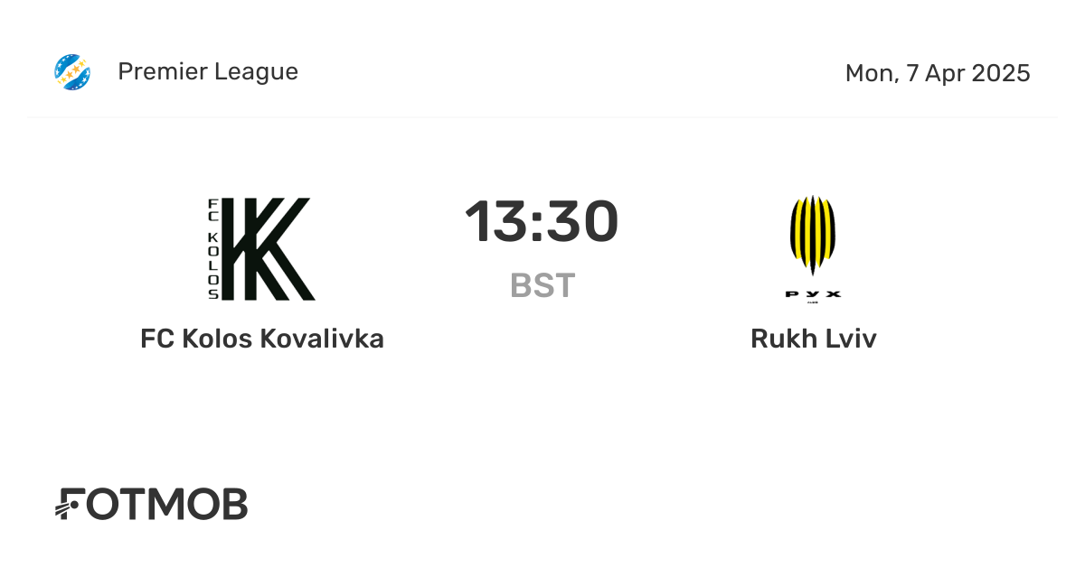 FC Kolos Kovalivka vs Rukh Lviv - live score, predicted lineups and H2H ...