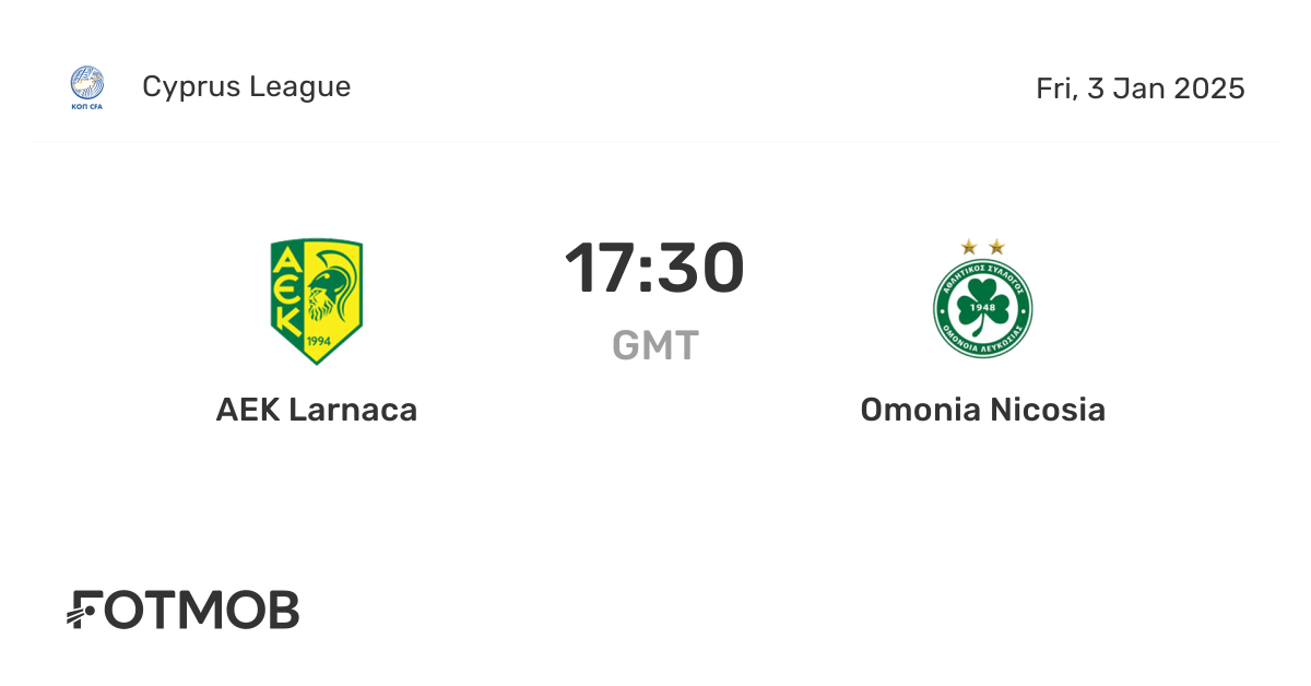 AEK Larnaca vs Omonia Nicosia - marcador en vivo, alineaciones previstas y estadísticas H2H