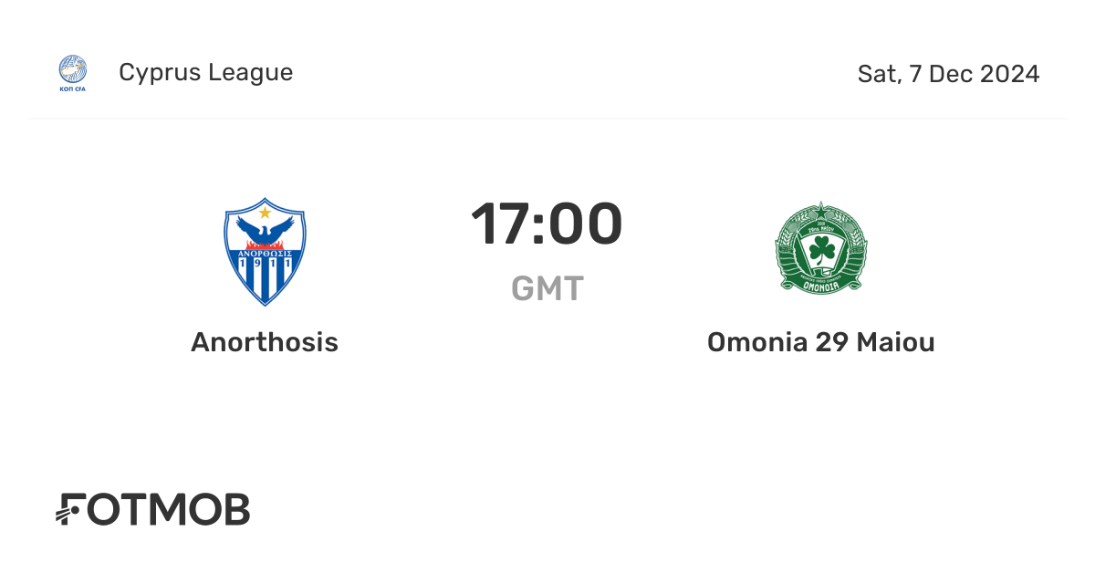 Anorthosis vs Omonia 29 Maiou - live score, predicted lineups and H2H stats