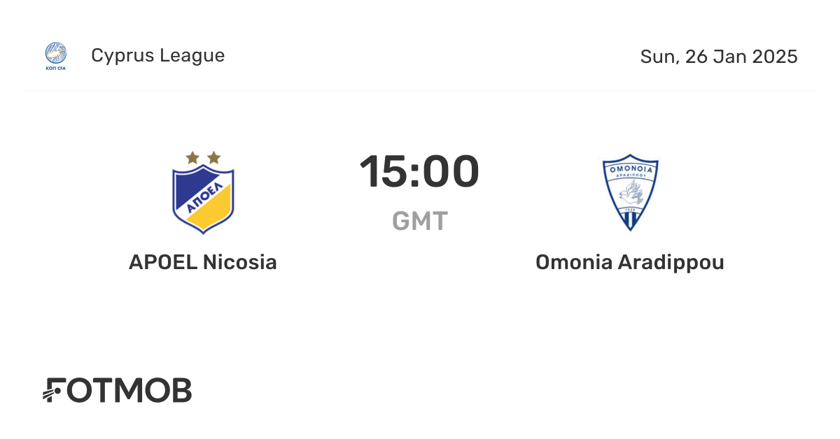 APOEL Nicosia vs Omonia Aradippou - live score, predicted lineups and ...