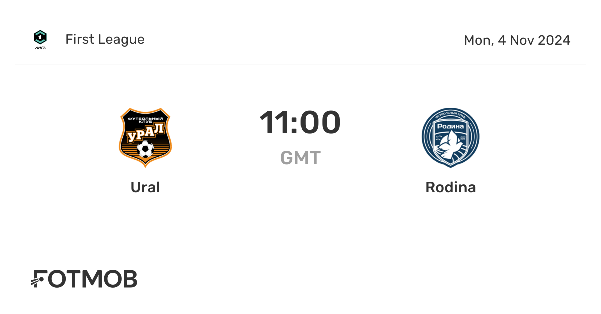 Ural vs Rodina - marcador en vivo, alineaciones previstas y estadísticas H2H