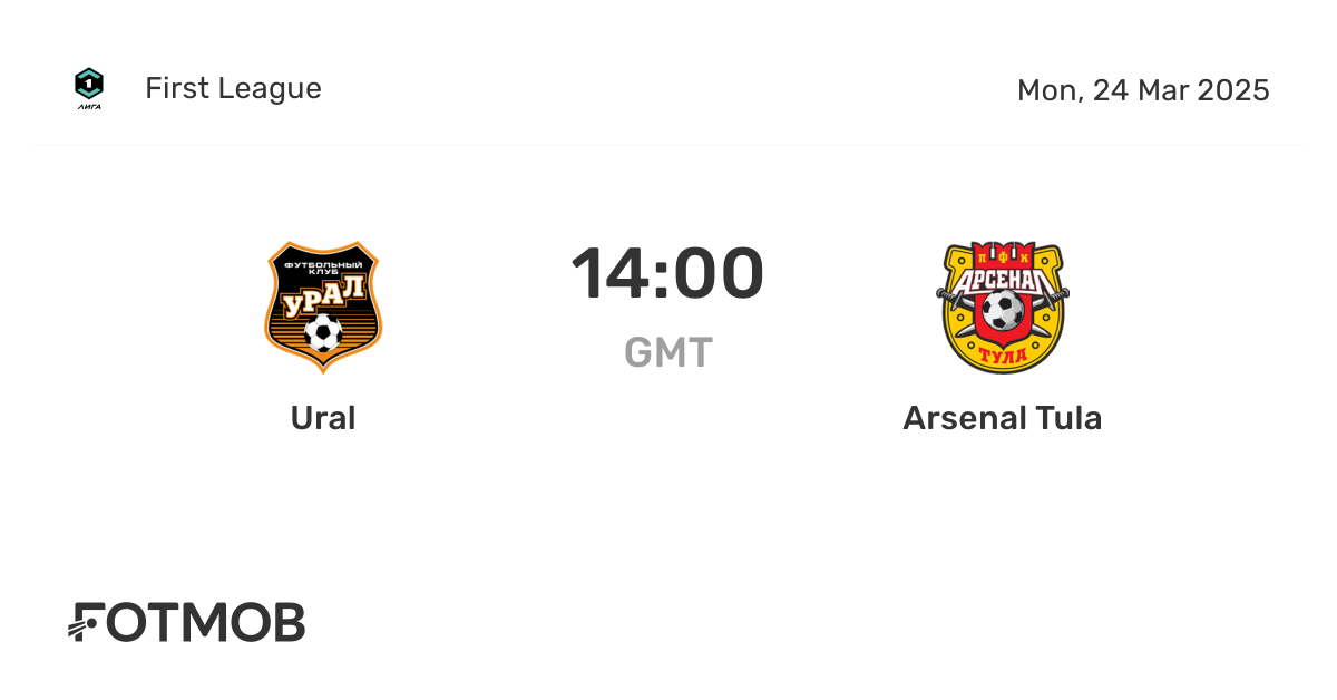 Ural vs Arsenal Tula - marcador en vivo, alineaciones previstas y estadísticas H2H