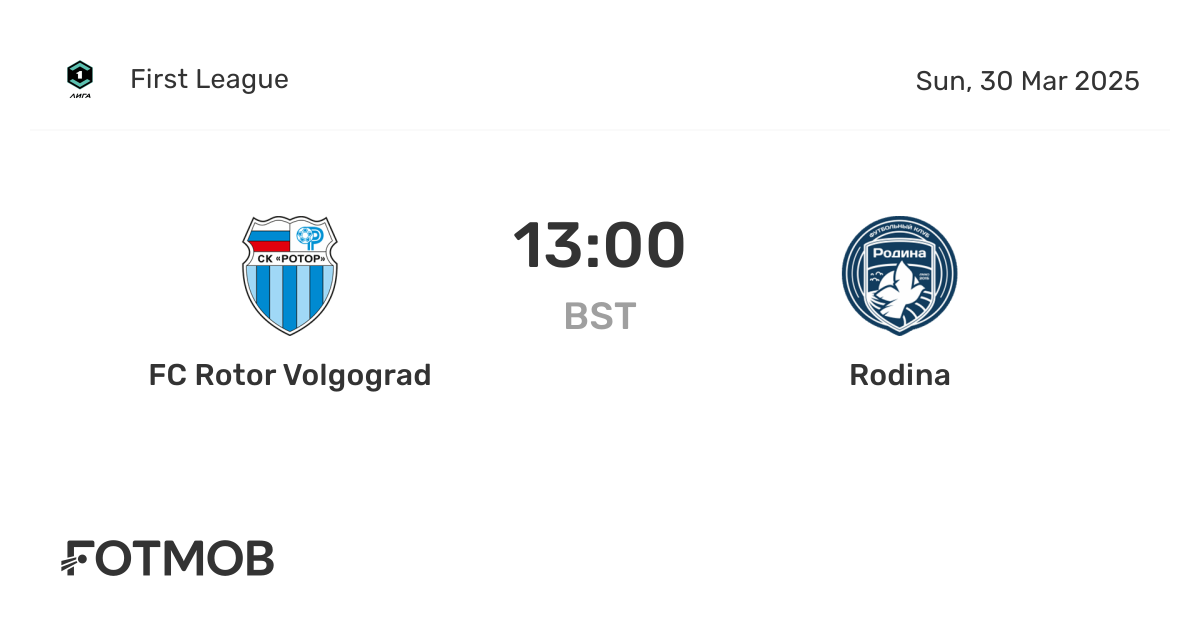 FC Rotor Volgograd vs Rodina - live score, predicted lineups and H2H stats