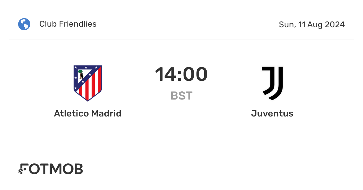 Atletico Madrid 대 Juventus 실시간 점수 예상 스타팅 라인업 및 H2h 통계