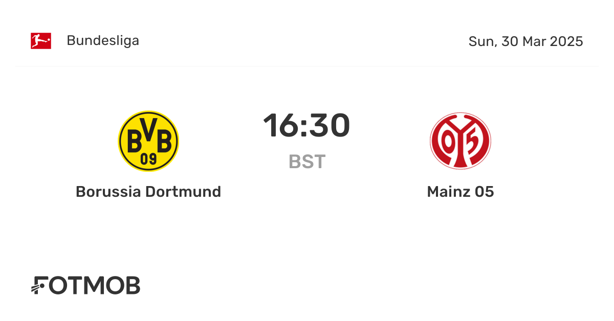 Borussia Dortmund vs Mainz 05 - live score, predicted lineups and H2H stats