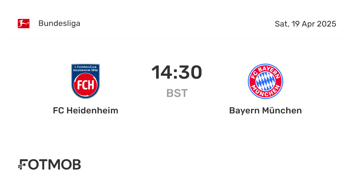 FC Heidenheim vs Bayern München - marcador en vivo, alineaciones ...